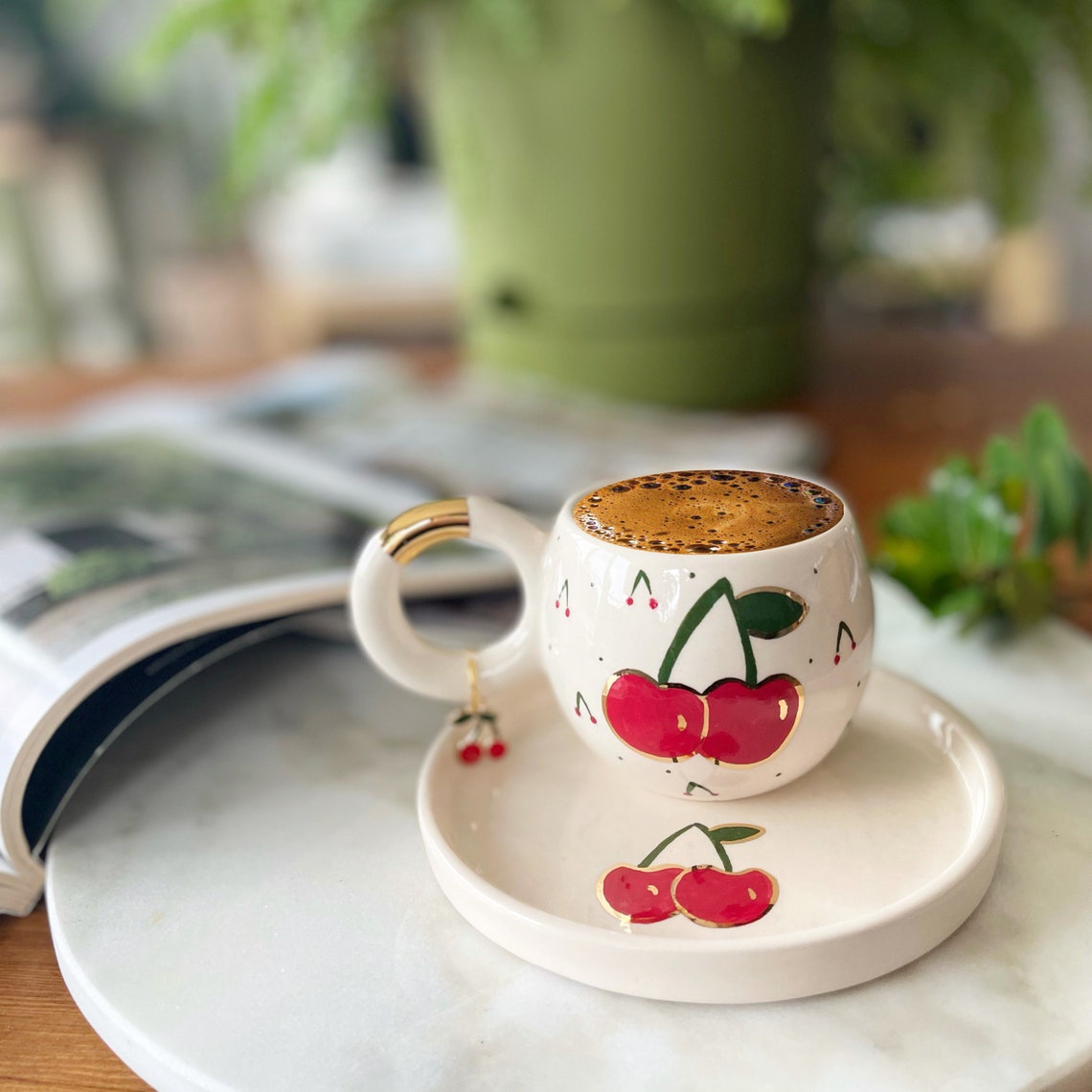 Ceramic Cherry Mug, Espresso Mug, Cherry Ceramic Cup - Etsy