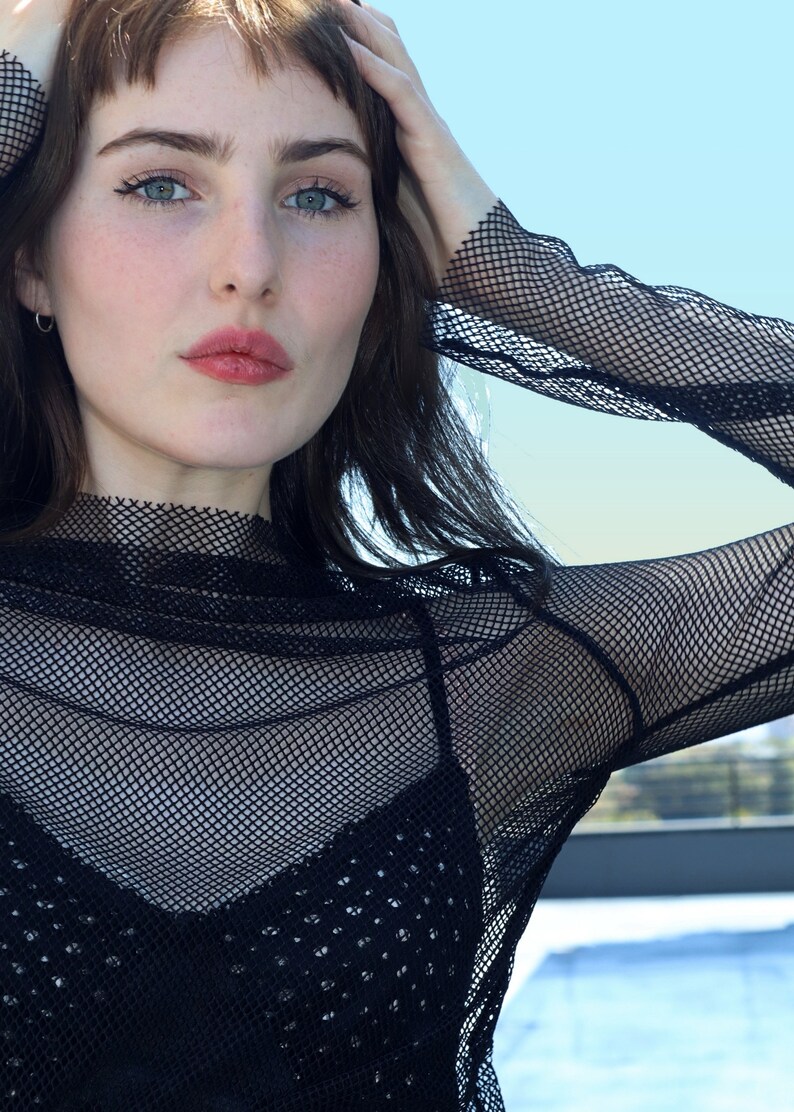 Black Fishnet Stretchy Layering Top Free Size Nice Quality - Etsy