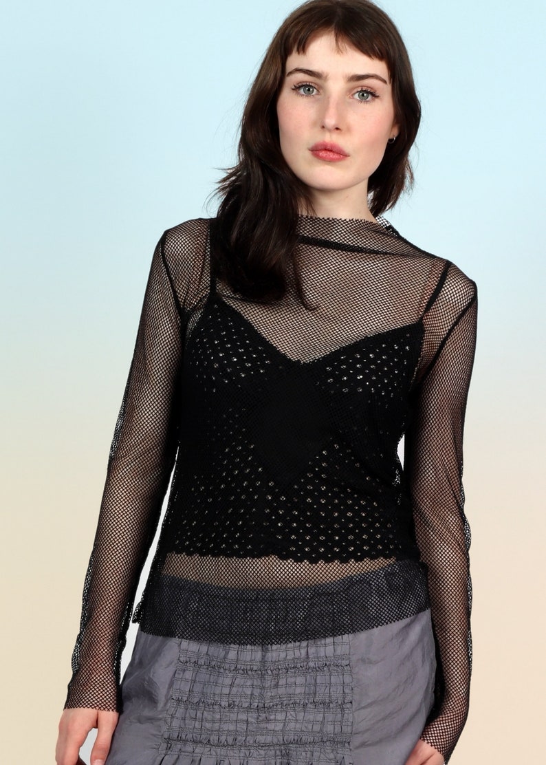 Black Fishnet Stretchy Layering Top, Free Size, Nice Quality - Etsy