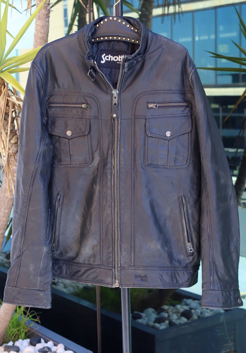 Schott NYC Vintage Leather Jacket / Size XL - Etsy