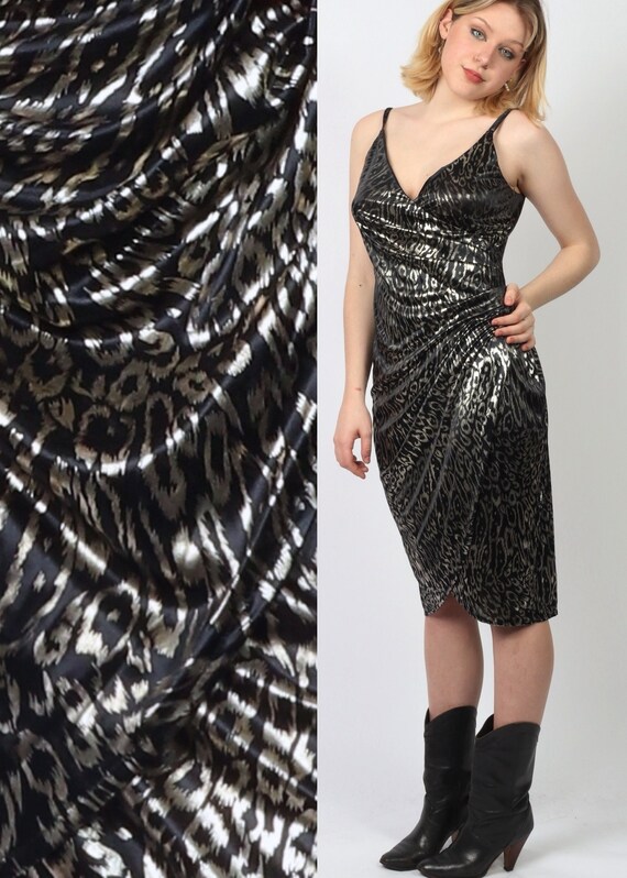 1980's Slinky Metallic Animal Print Sexy Party Cockta… - Gem