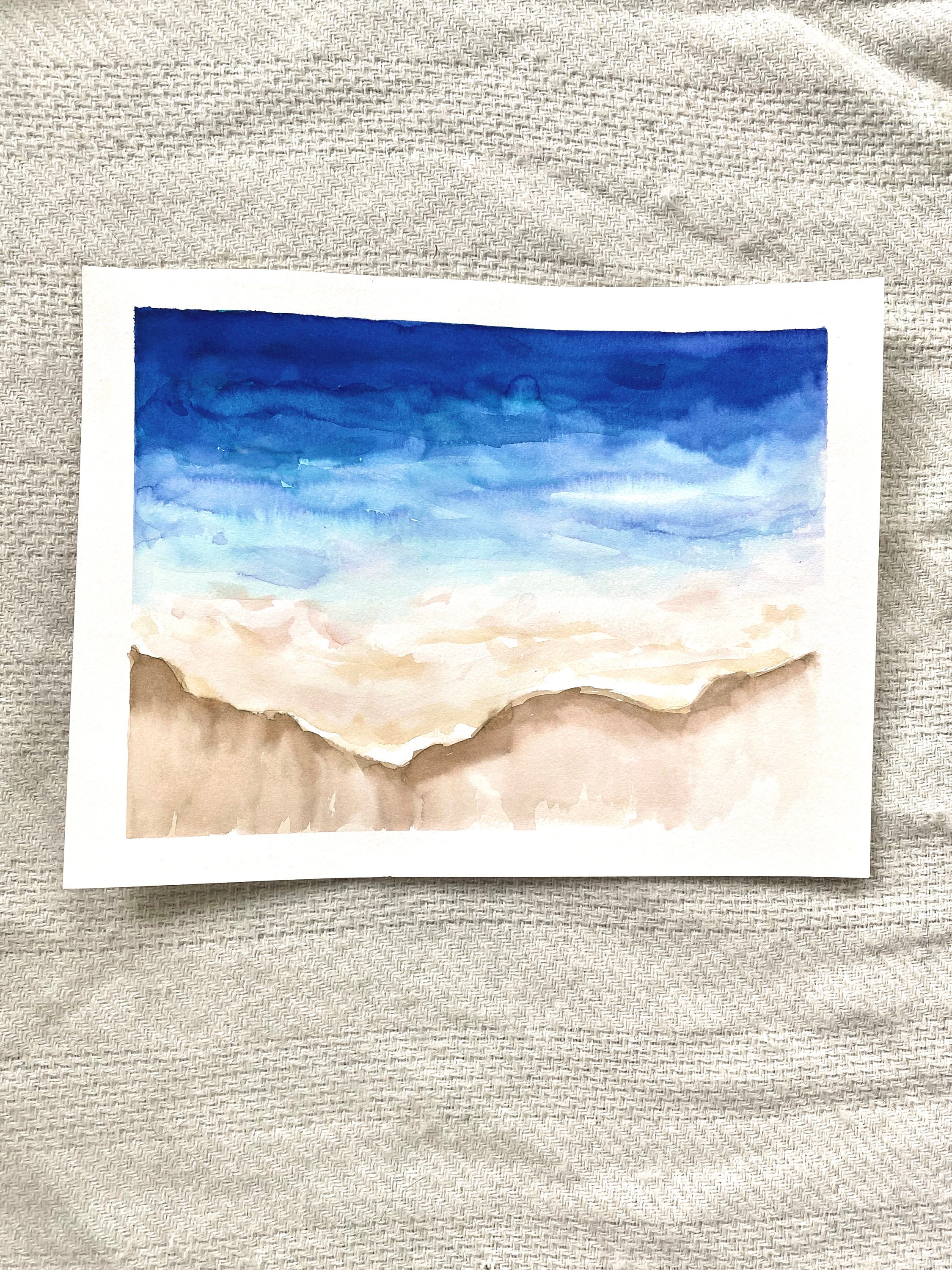 Watercolor Beach - Ocean Painting - Sand Beach Painting - Etsy
