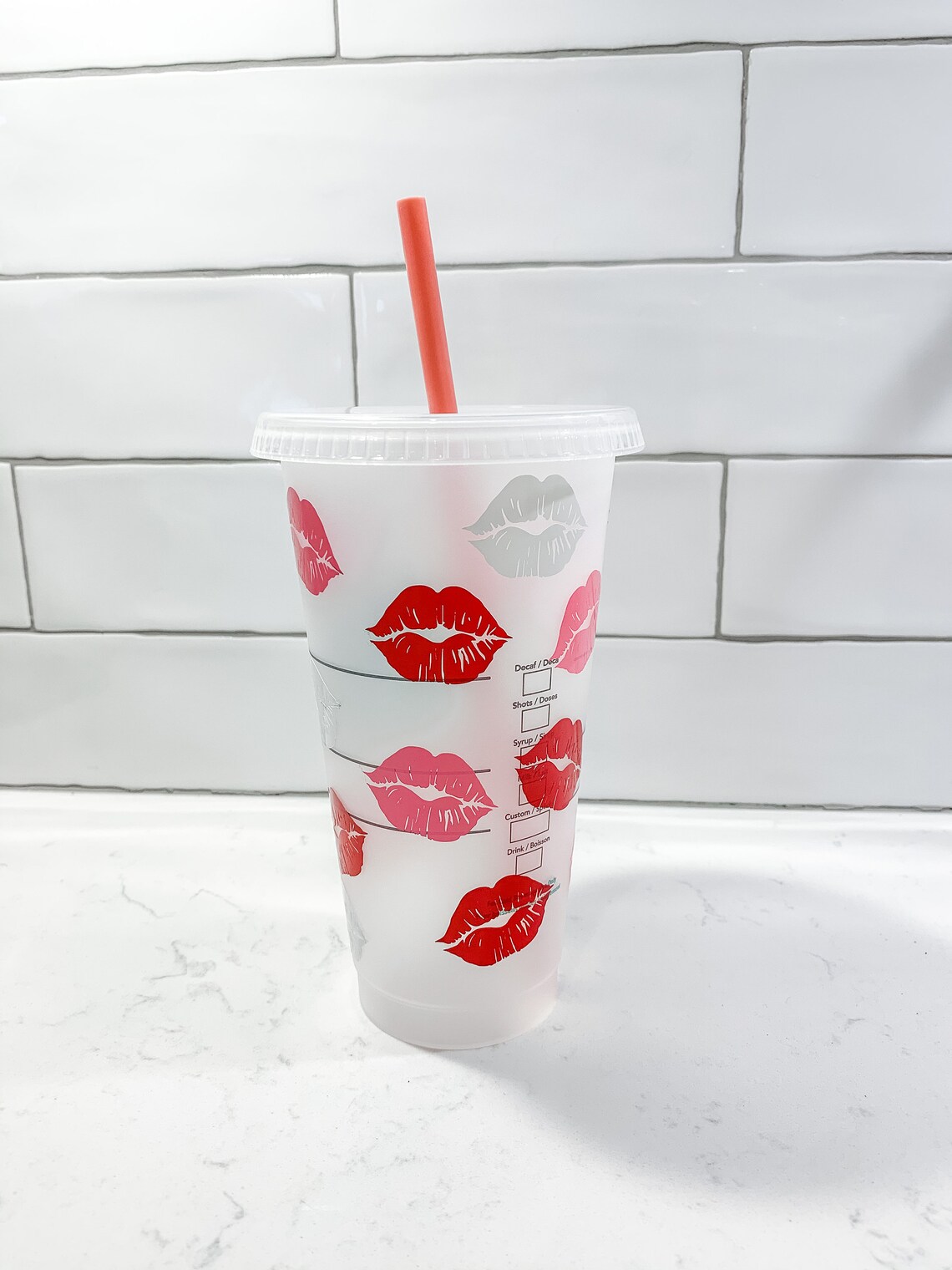 Valentine's Day Smoochie Lips Various Colors Cold Cup Personalized ...