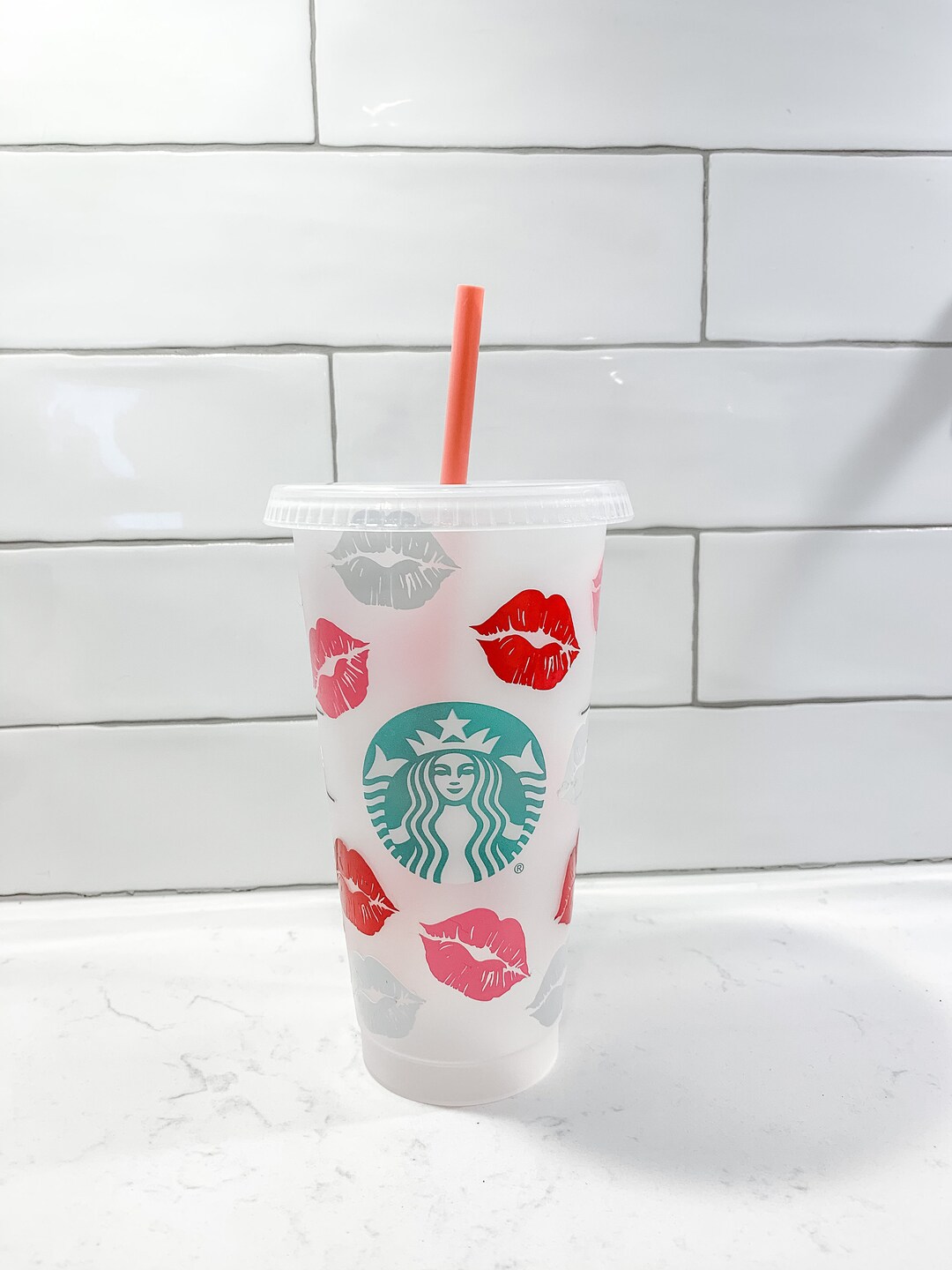 Valentine's Day Smoochie Lips Various Colors Cold Cup Personalized ...