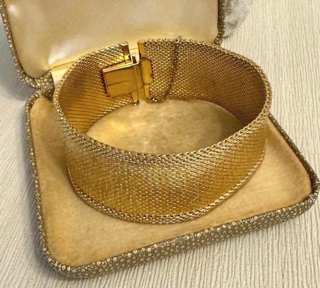 Vintage Gold Mesh Bracelet, Vintage Gold Chain Mesh Bracelet, Womens ...