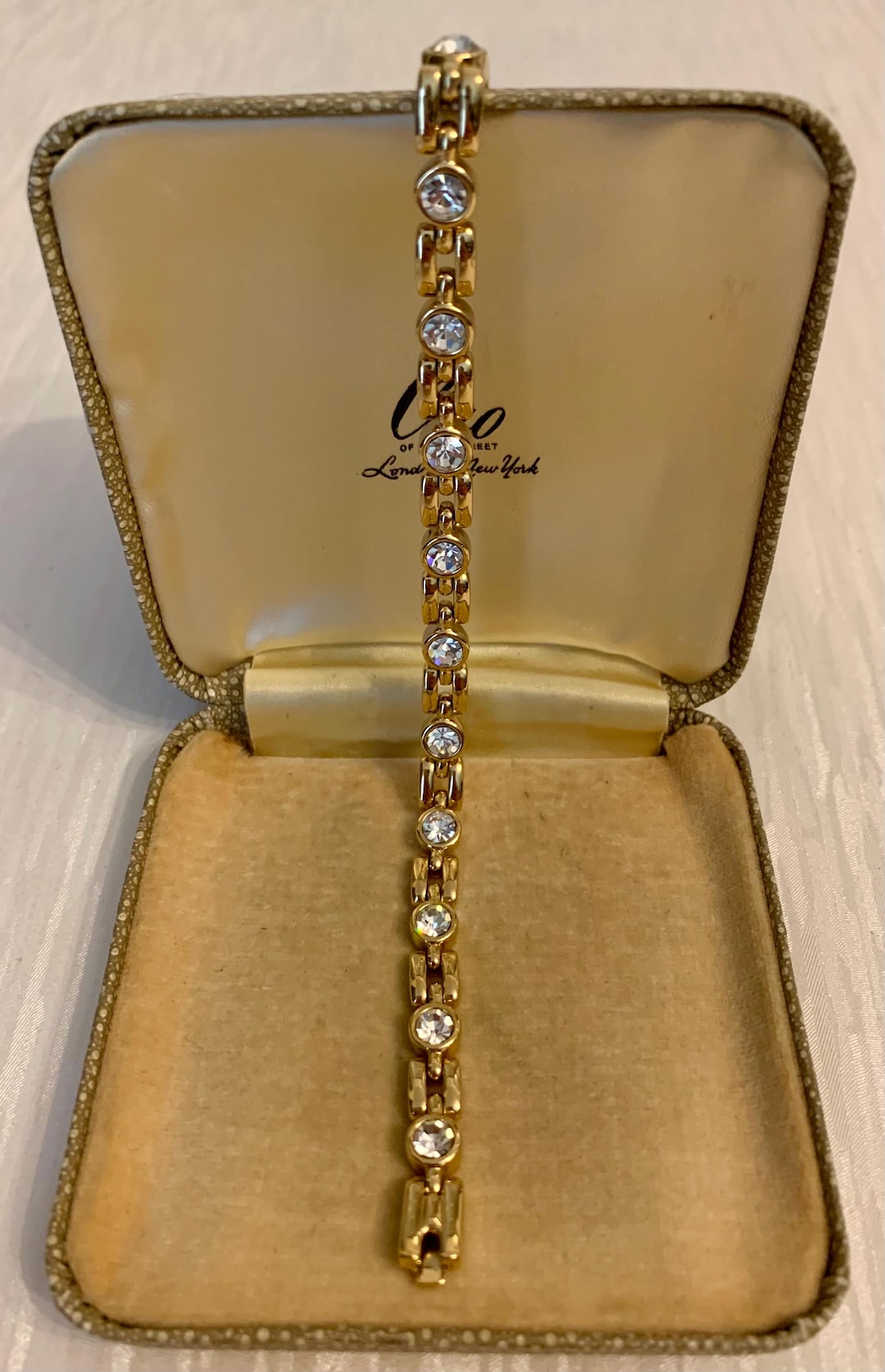 Vintage Gold M&S Bracelet, Vintage Crystal Bracelet, Gold Crystal Bracelet, Vintage Gift ...