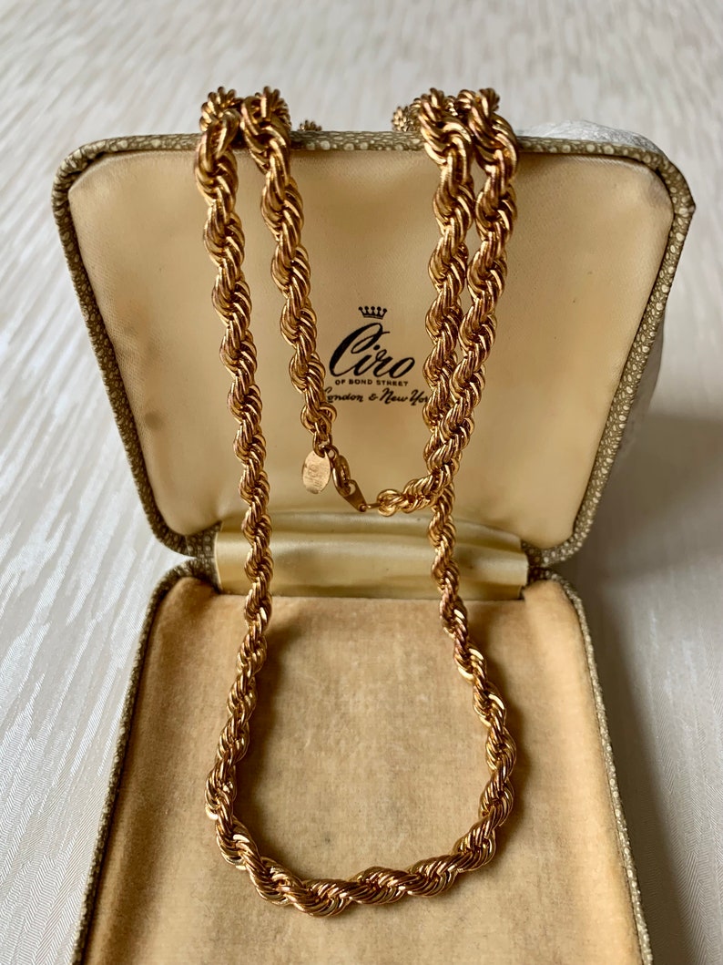 Vintage Gold Rope Chain Necklace, 18K Gold Plated Chain, Womens Rope ...