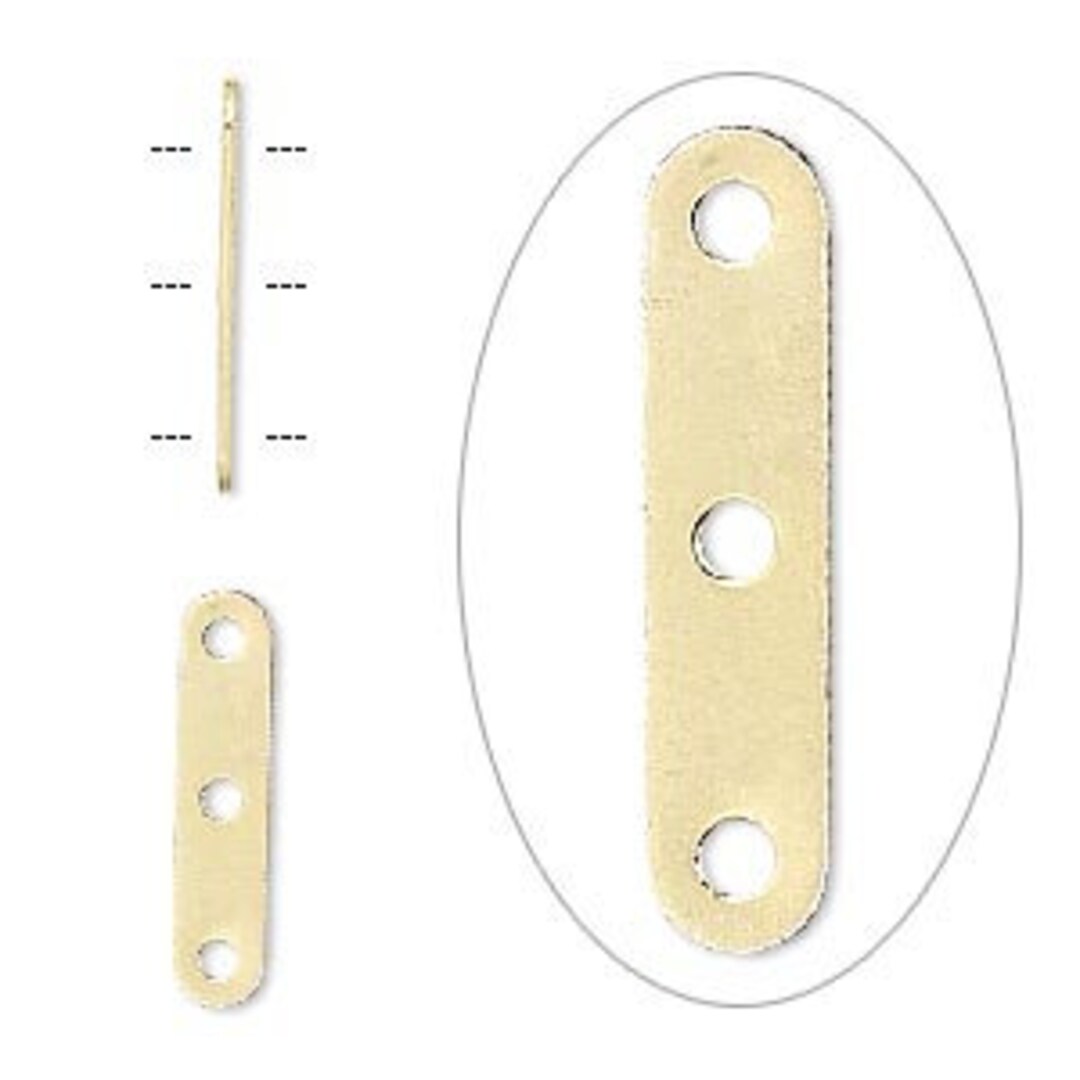 Spacer Bar, Gold-plated, 3-strand, Fits up to 6mm Bead, 17x4mm, 10 Bars ...