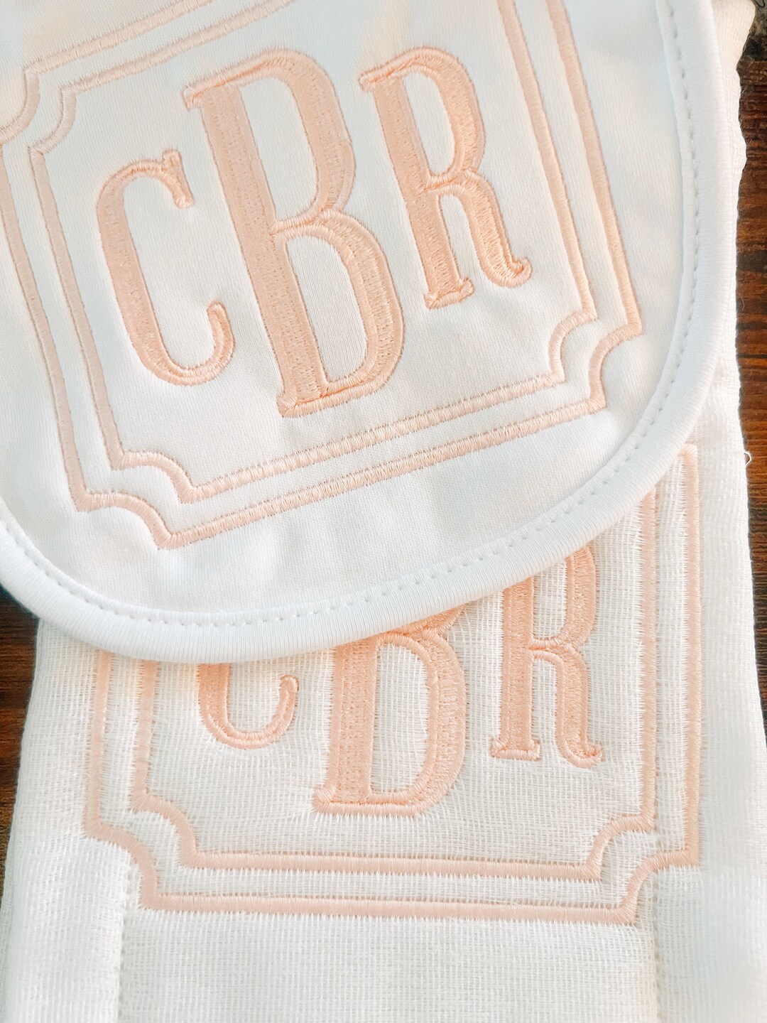 Unisex Square Monogram Burp Cloth, Embroidered Deco Square Monogrammed ...