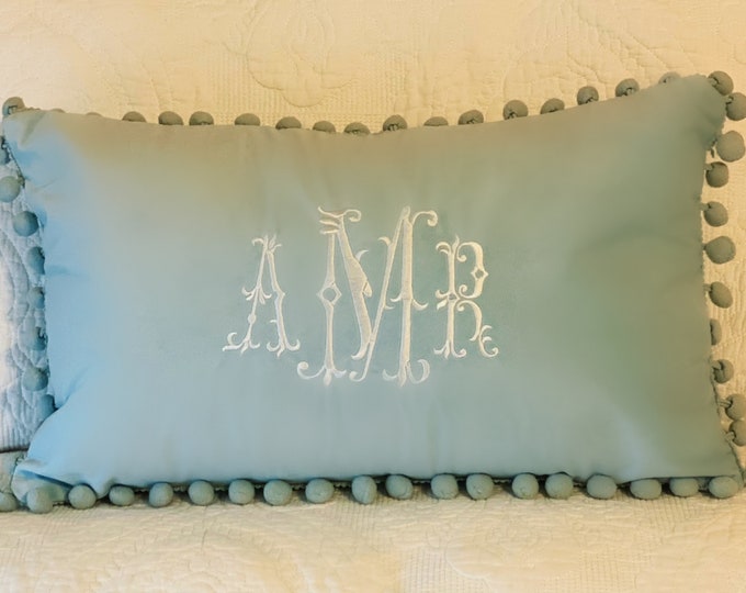 Monogrammed Pillow Cover 14x36, Monogram Cushion, Long Bed Pillow ...