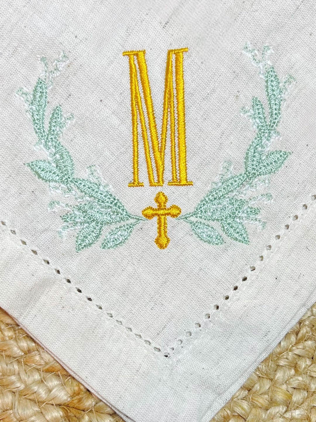 Custom Embroidered Lily of the Valley With Cross Dinner Napkins ...