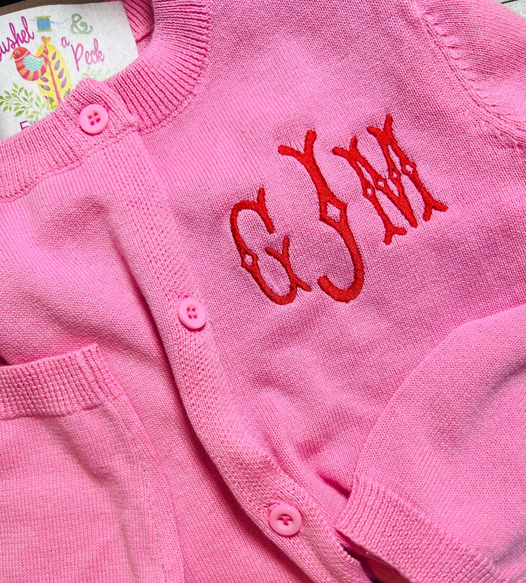 Unisex Monogrammed Button up Cardigan Sweater, Toddler Embroidered ...