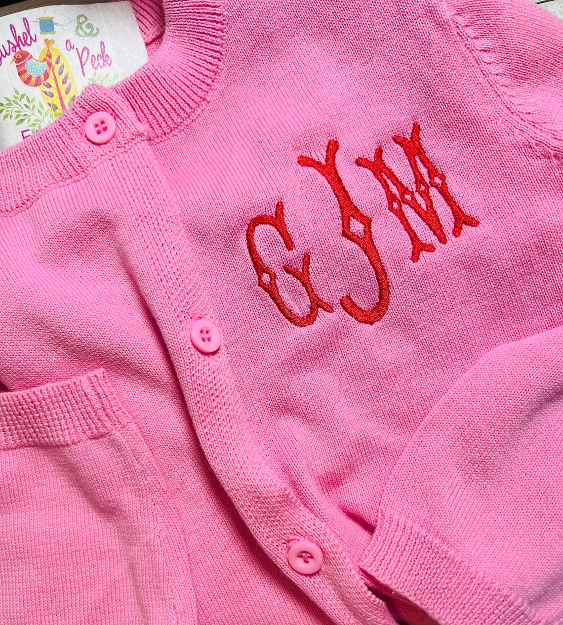 Unisex Monogrammed Button up Cardigan Sweater, Toddler Embroidered ...