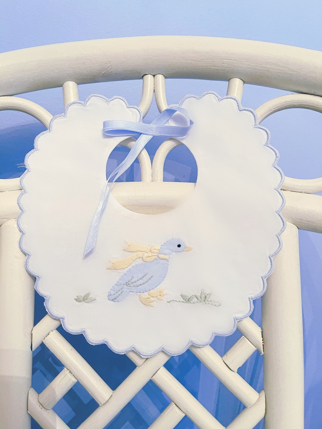 Embroidered, Blue, Duck, Baby, Baptism, Birth, Christening, Heirloom ...