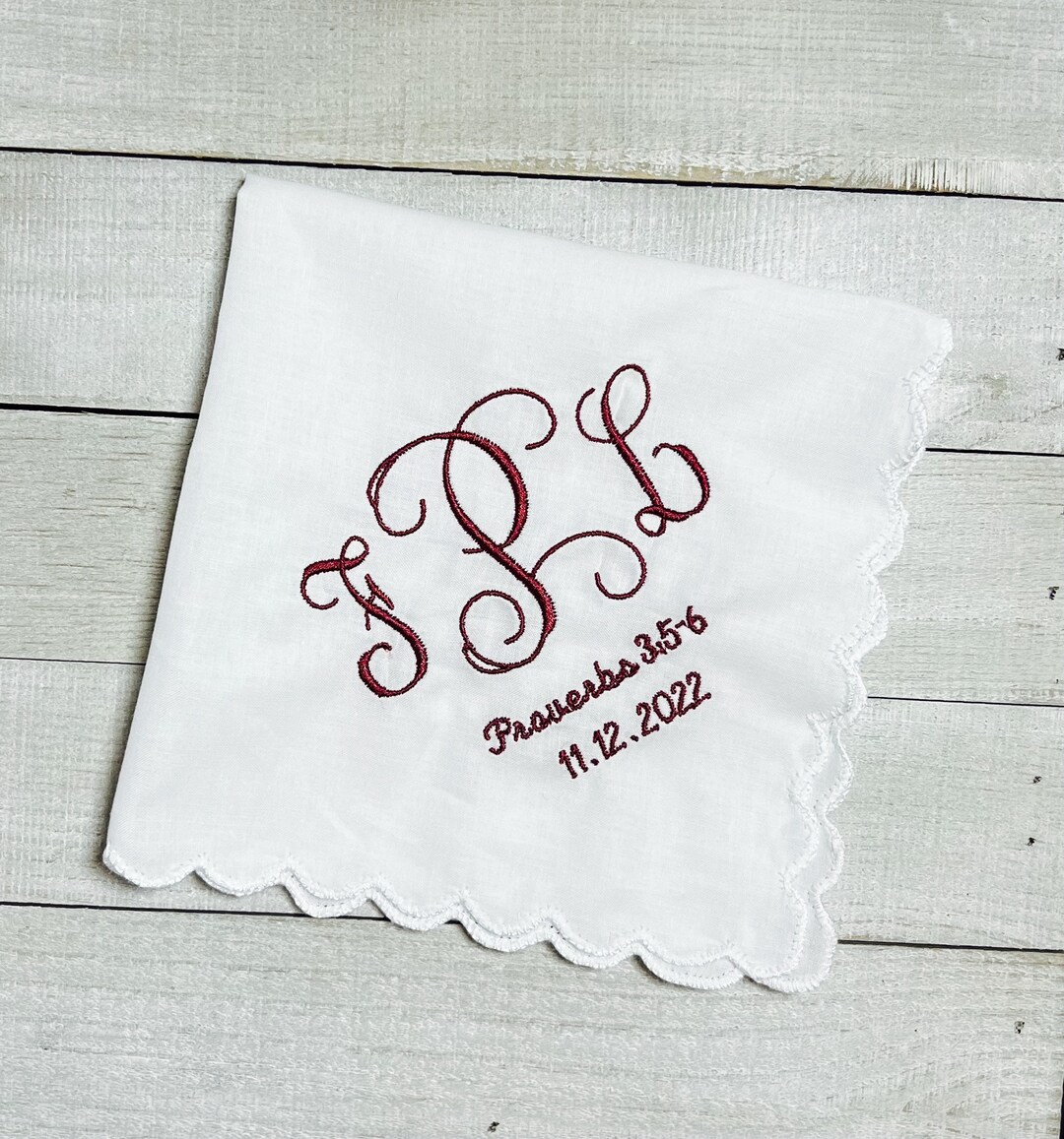 Personalized, Embroidered, Monogram, Quote, Special, Scalloped ...