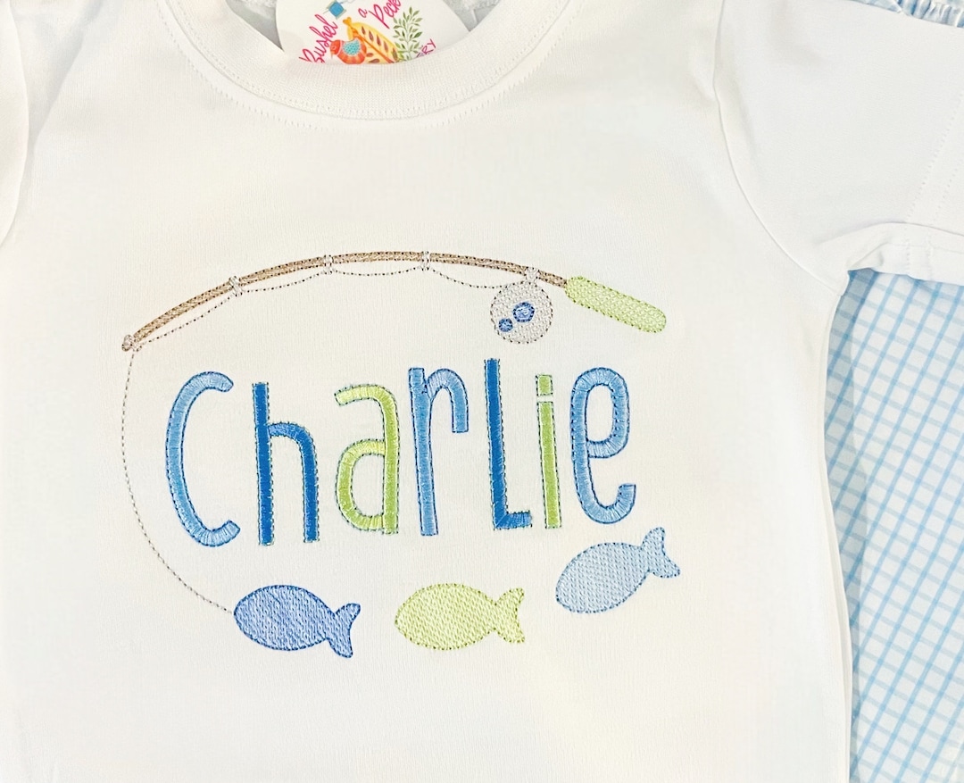 Embroidered Fishing Shirt, Girls and Boys Summer Fish Shirt, Toddler ...