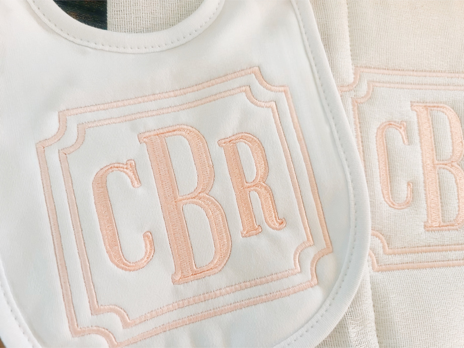 Unisex Square Monogram Burp Cloth, Embroidered Deco Square Monogrammed ...