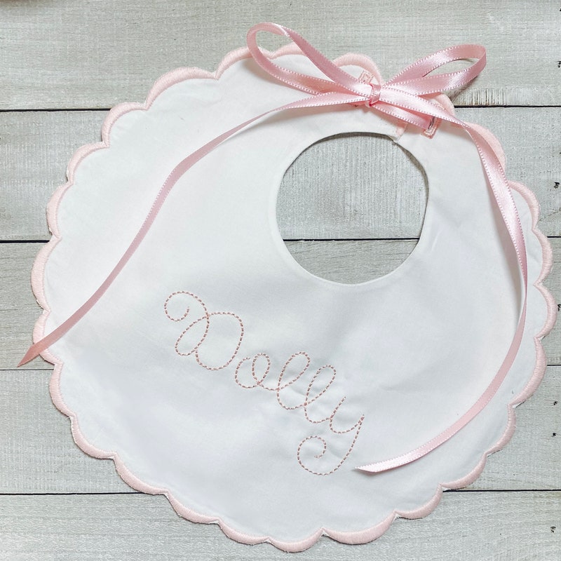 Embroidered Scallop Bibs - Etsy