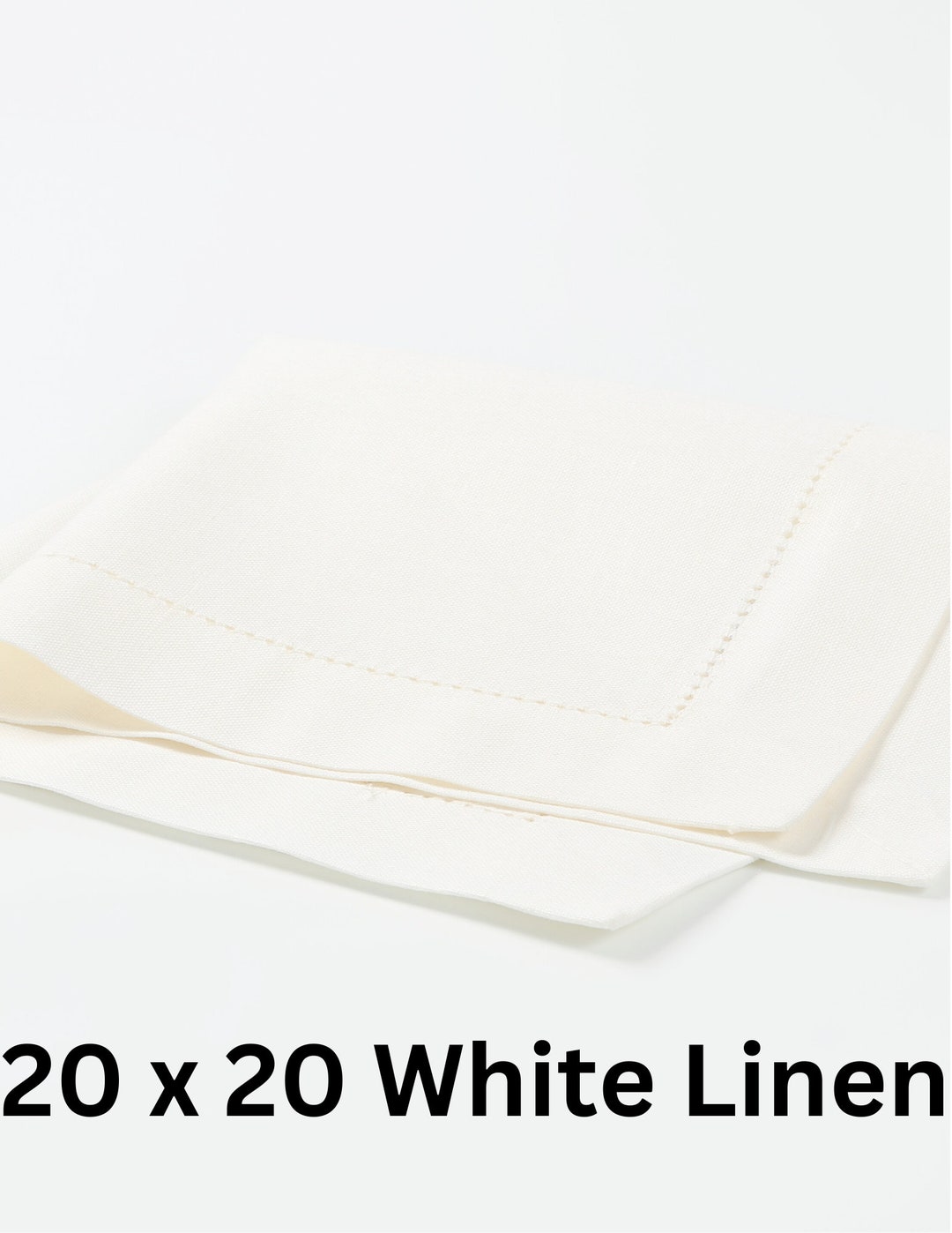 White Hemstitch Napkin, Blank Dinner Linen Napkins, All White 20x20 ...