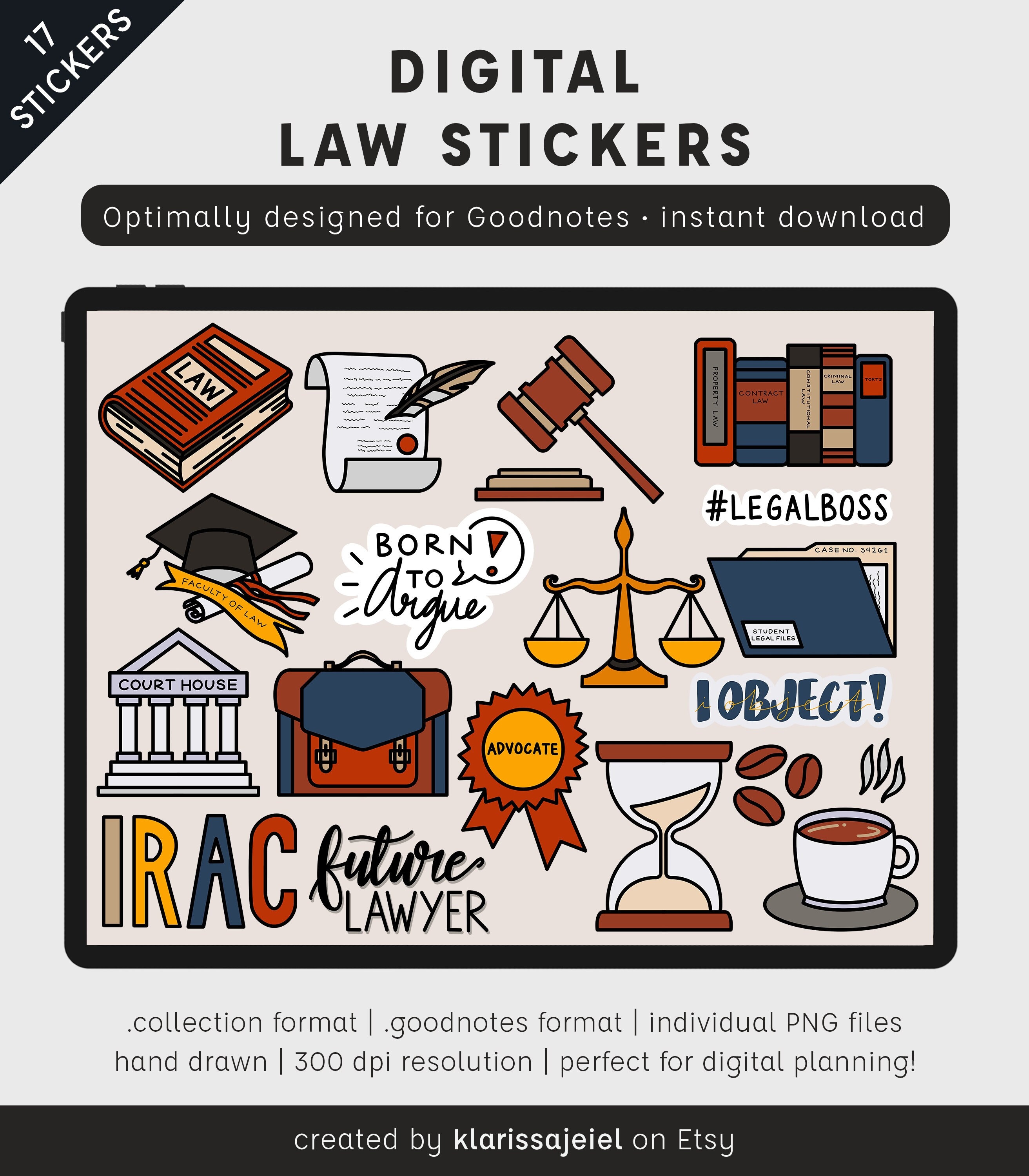 Digital Law Stickers | Law Student, Law School Stickers | Law Grad ...