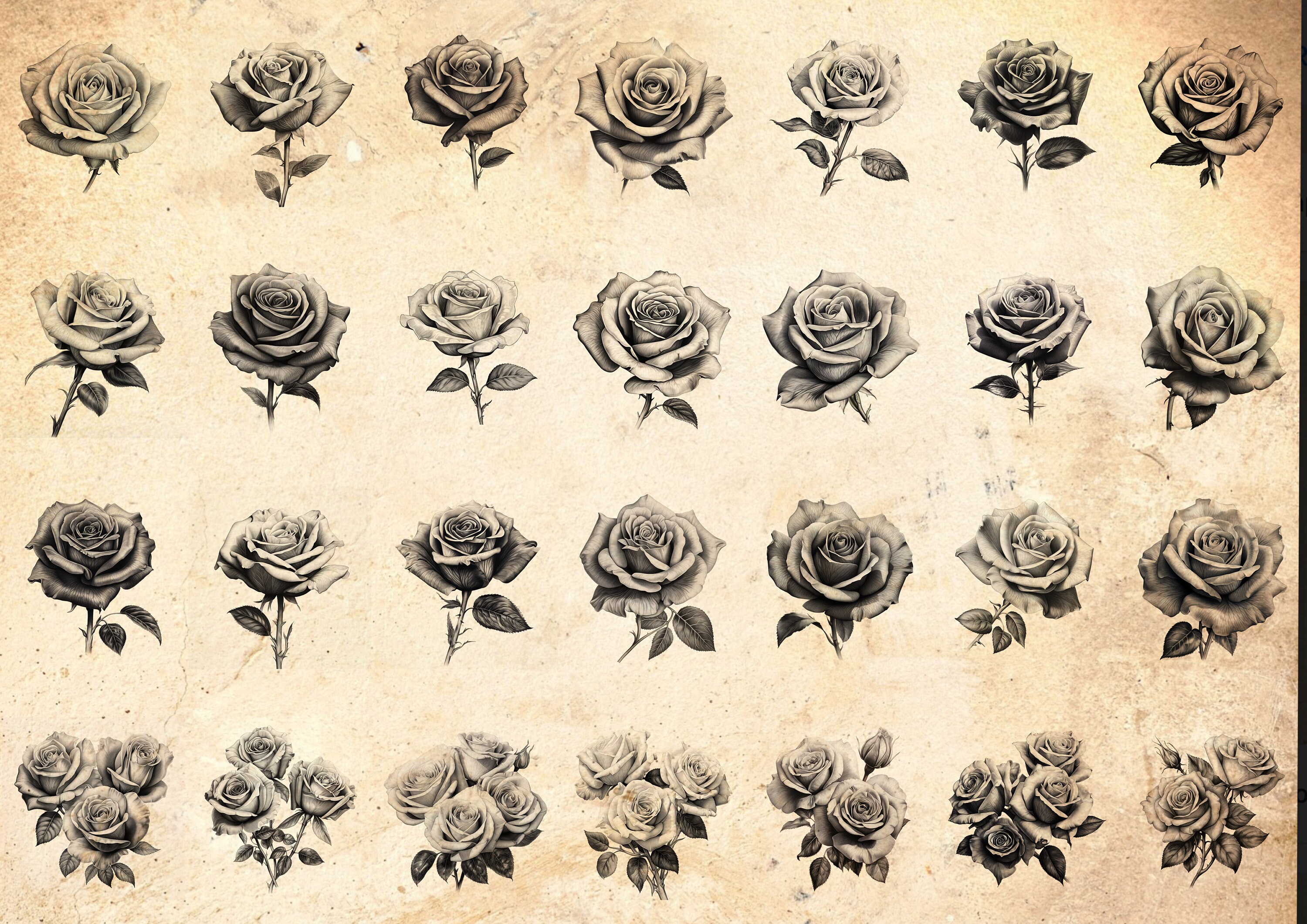 Rose Flower Procreate Stamp Brushes Roses Blossom Stamps - Etsy