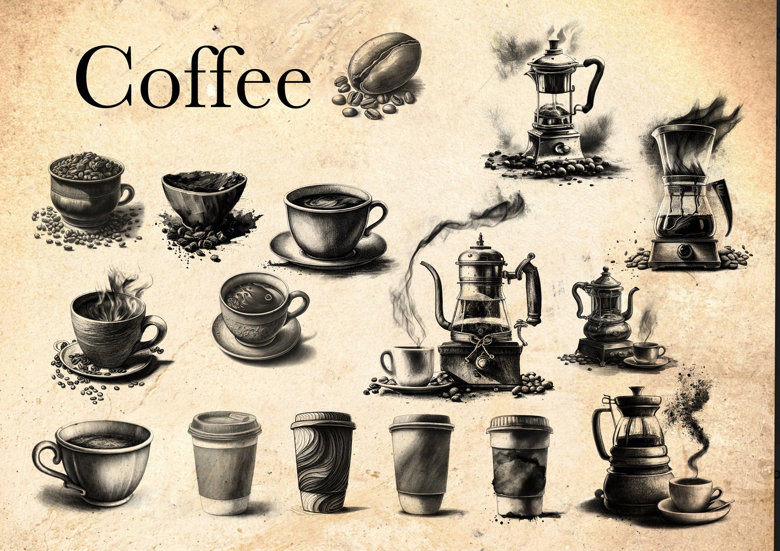 50 Coffee Tea & Pastry Procreate Stamps Brushes Coffee - Etsy
