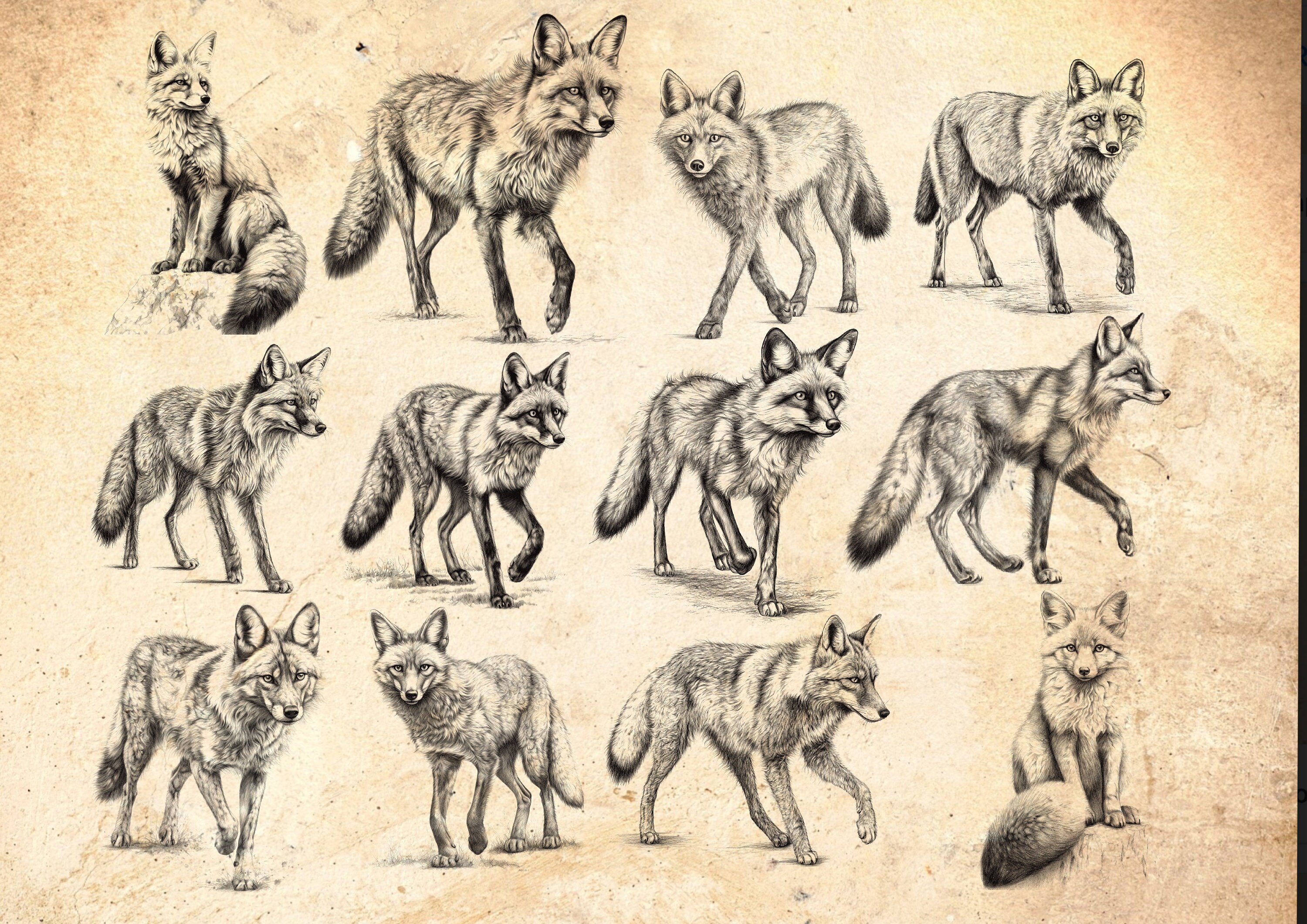 50 Fox Procreate Stamp Brushes Wildlife Animal Procreate - Etsy