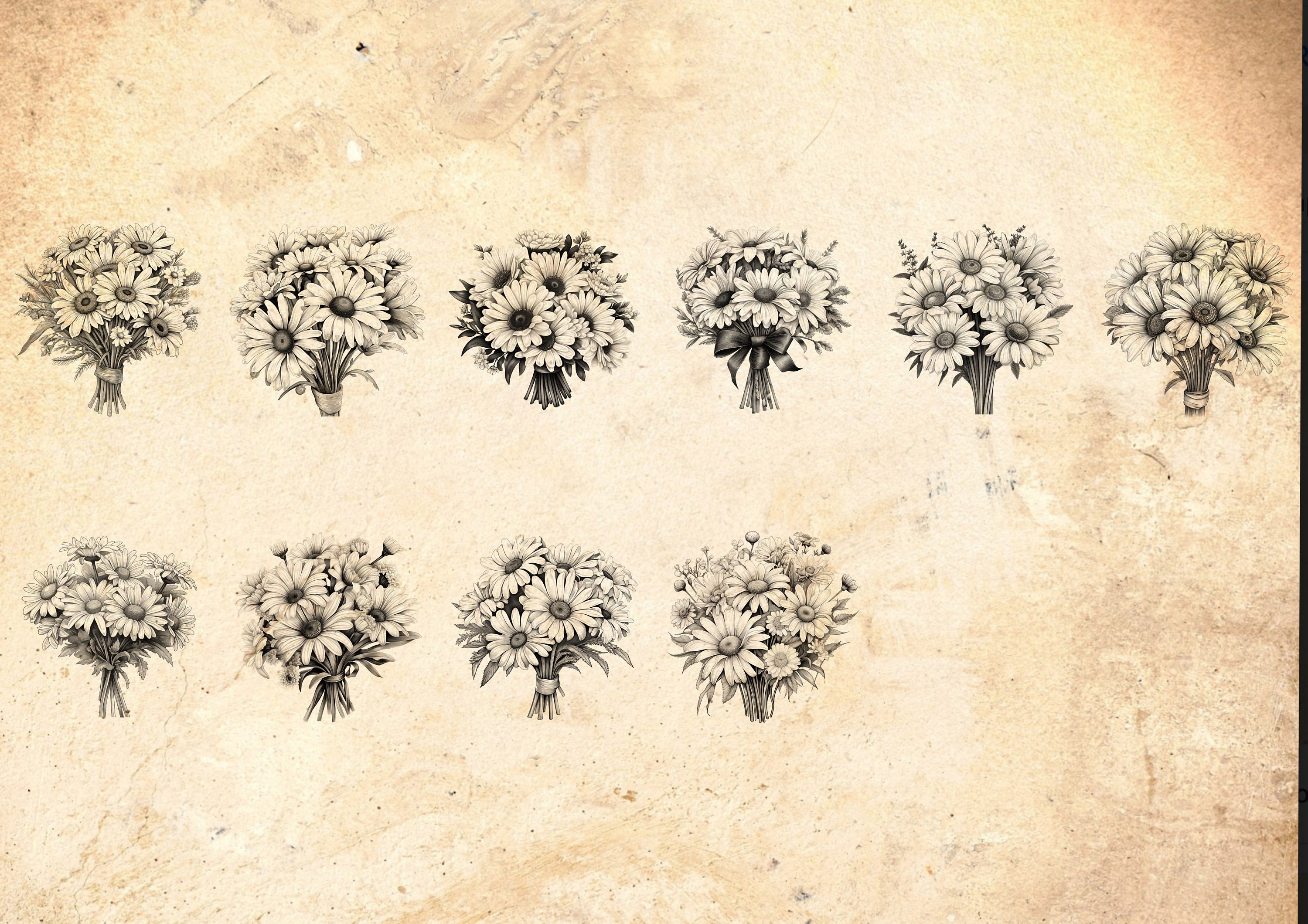 Daisy Flower Procreate Stamp Brushes: Botanical Tattoo Stamps (100 ...