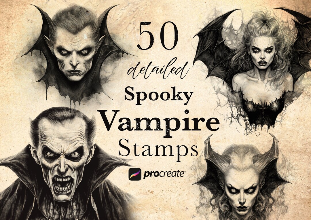 Spooky Vampire Halloween Procreate Stamp Brushes | Halloween Vampire ...