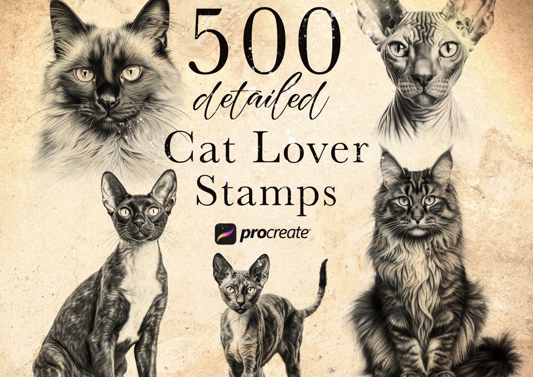 Cat Lover Procreate Stamp Brushes | Pet Animal Procreate Stamps | Cute ...