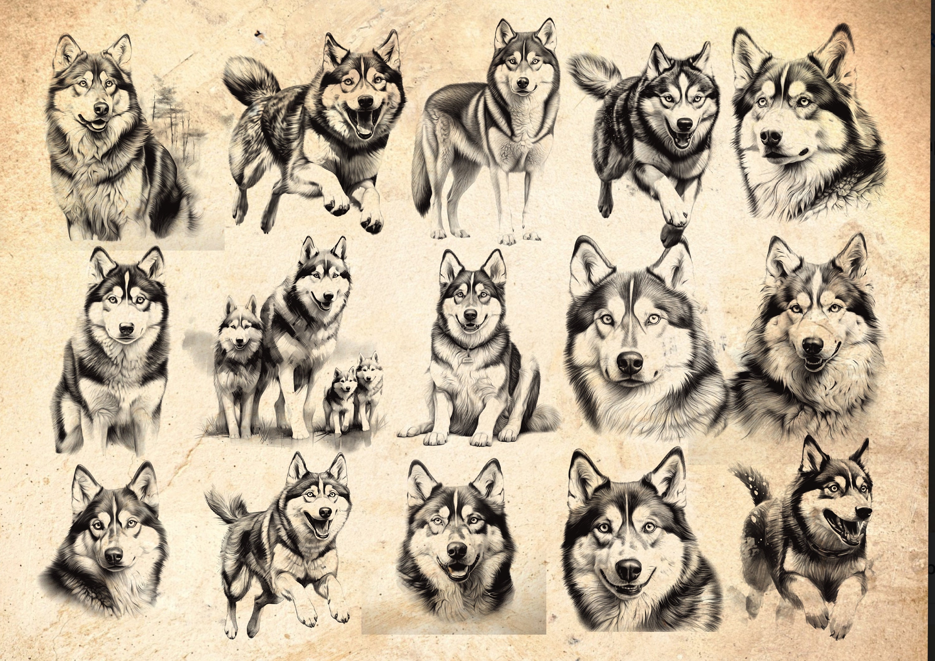50 Husky Procreate Stamp Brushes Wildlife Animal Procreate Stamps ...