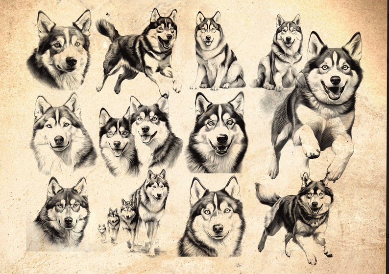 50 Husky Procreate Stamp Brushes Wildlife Animal Procreate Stamps ...