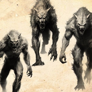Werewolf Procreate Stamp Brushes Halloween Werewolves Full Moon Spooky ...