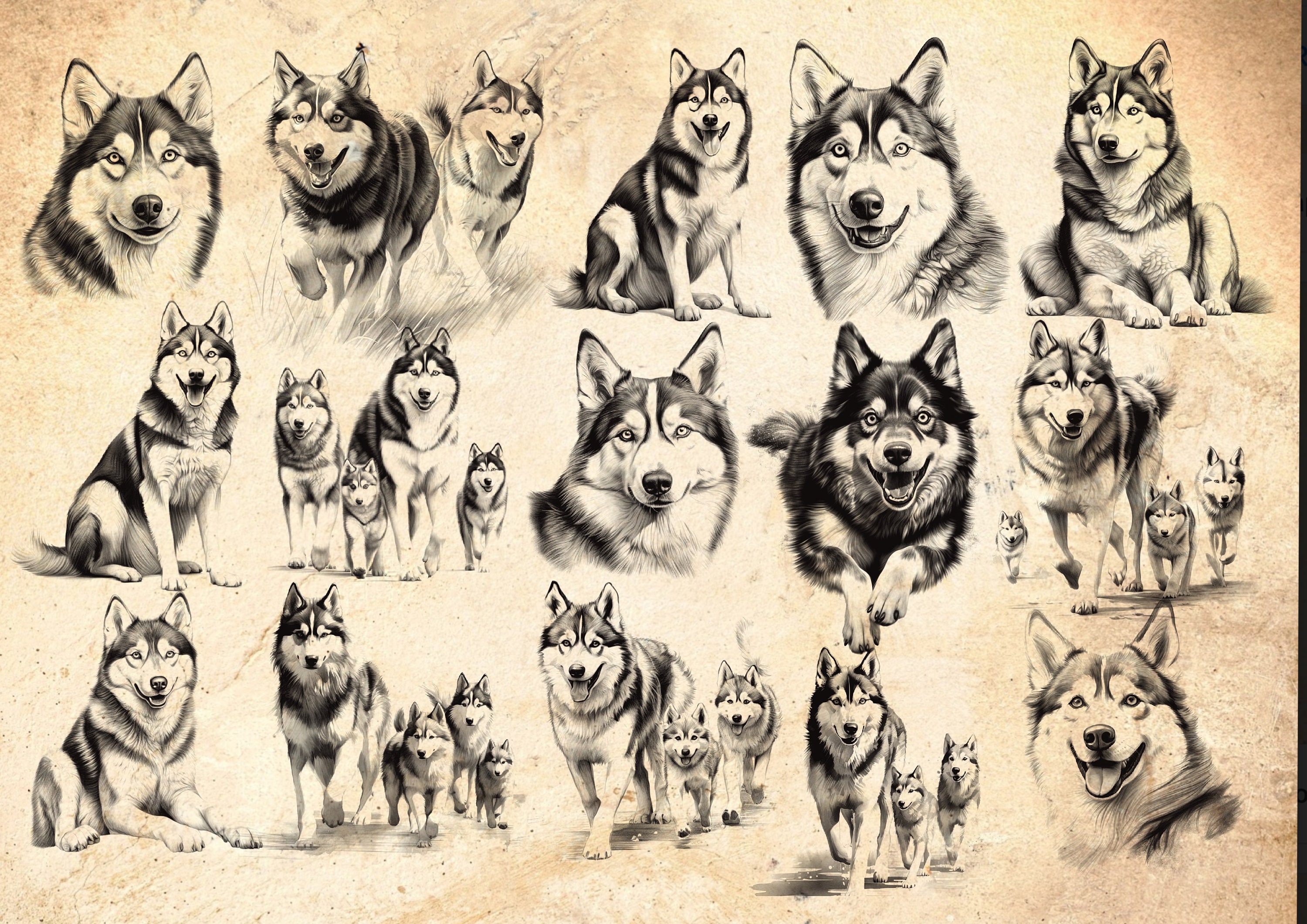 50 Husky Procreate Stamp Brushes Wildlife Animal Procreate Stamps ...