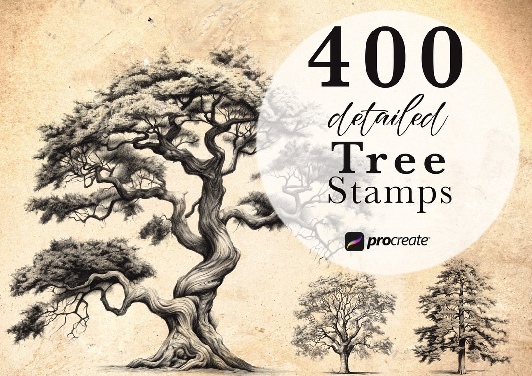 400 Tree Procreate Stamp Brushes | Scenery Procreate Stamps | Forest ...