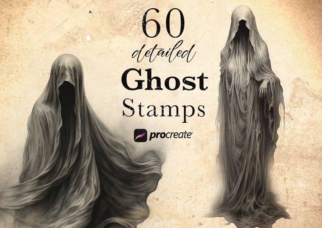 Ghost Halloween Procreate Stamp Brushes | Halloween Stamps | Spooky and ...