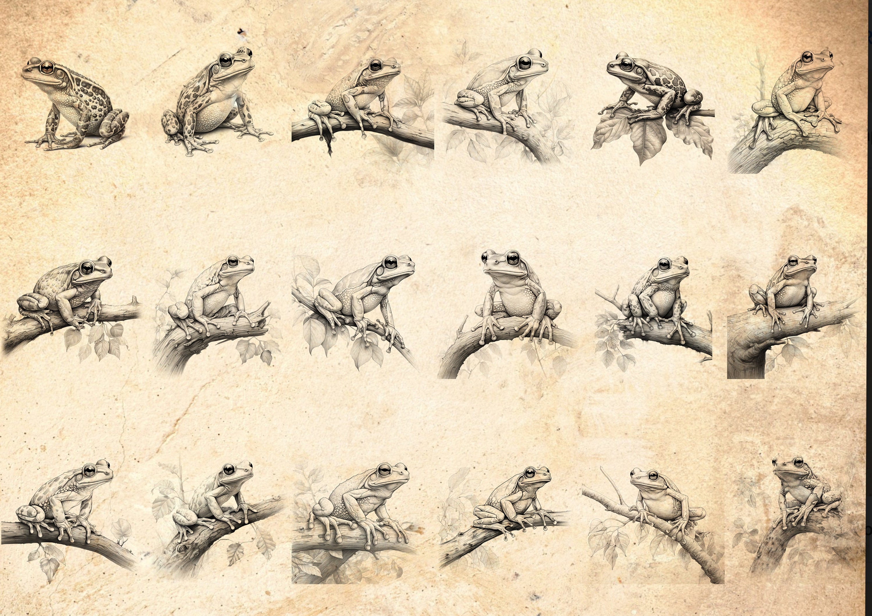 100 Frog Procreate Stamp Brushes: Wildlife, Tattoo Reference (digital ...