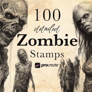 Zombie Procreate Stamp Brushes | Horrifying Halloween Stamps | Detailed ...