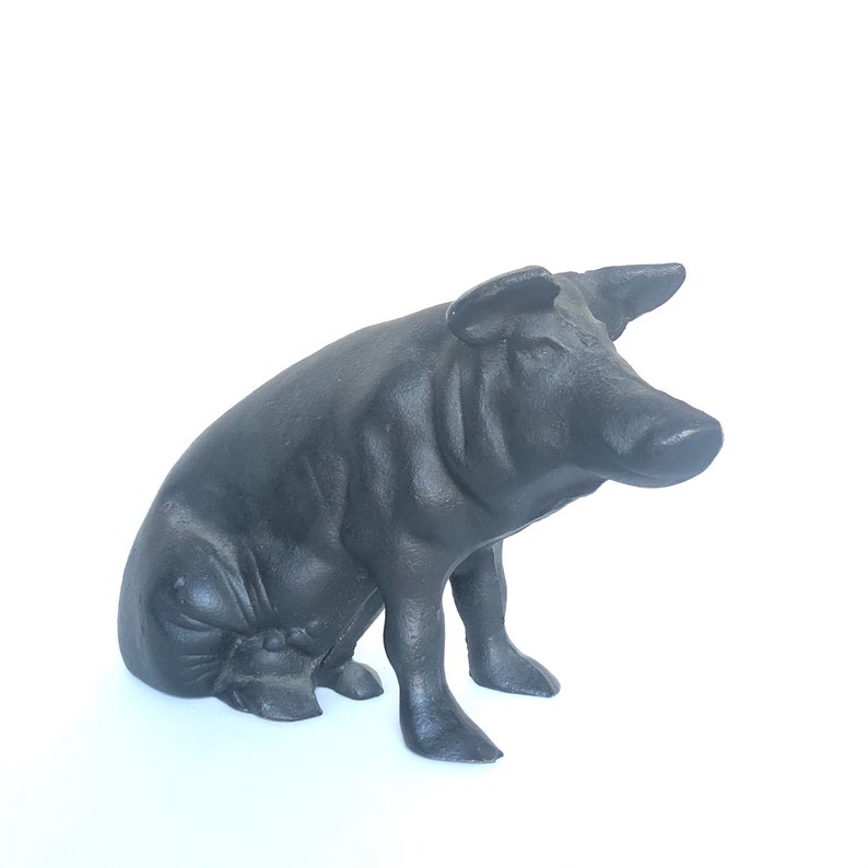 Heavy Black Cast Iron Door Stop Pig Piggy Bank Farmhouse | Etsy