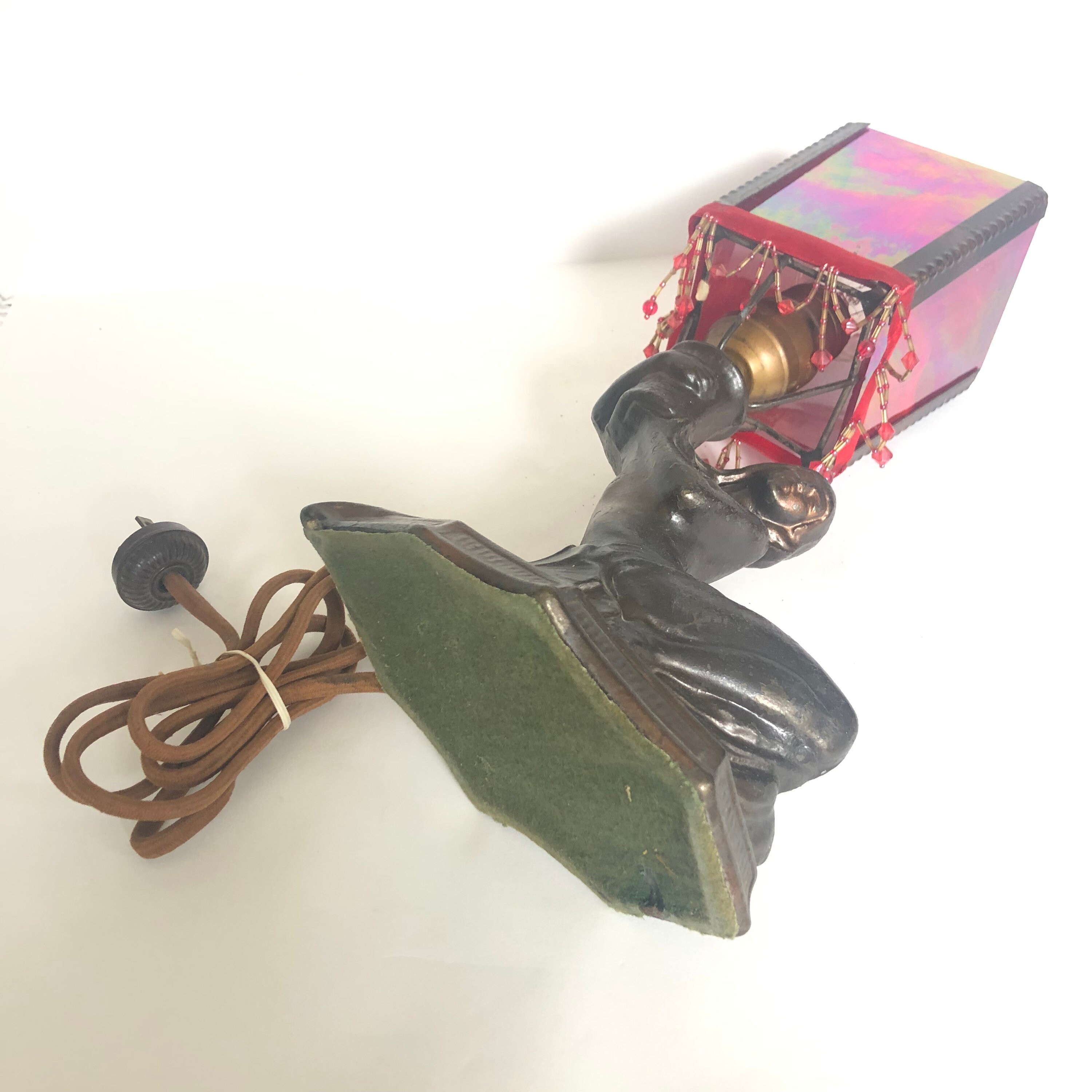 RARE Antique Art Deco Table Lamp Nude Flapper Girl Glass - Etsy