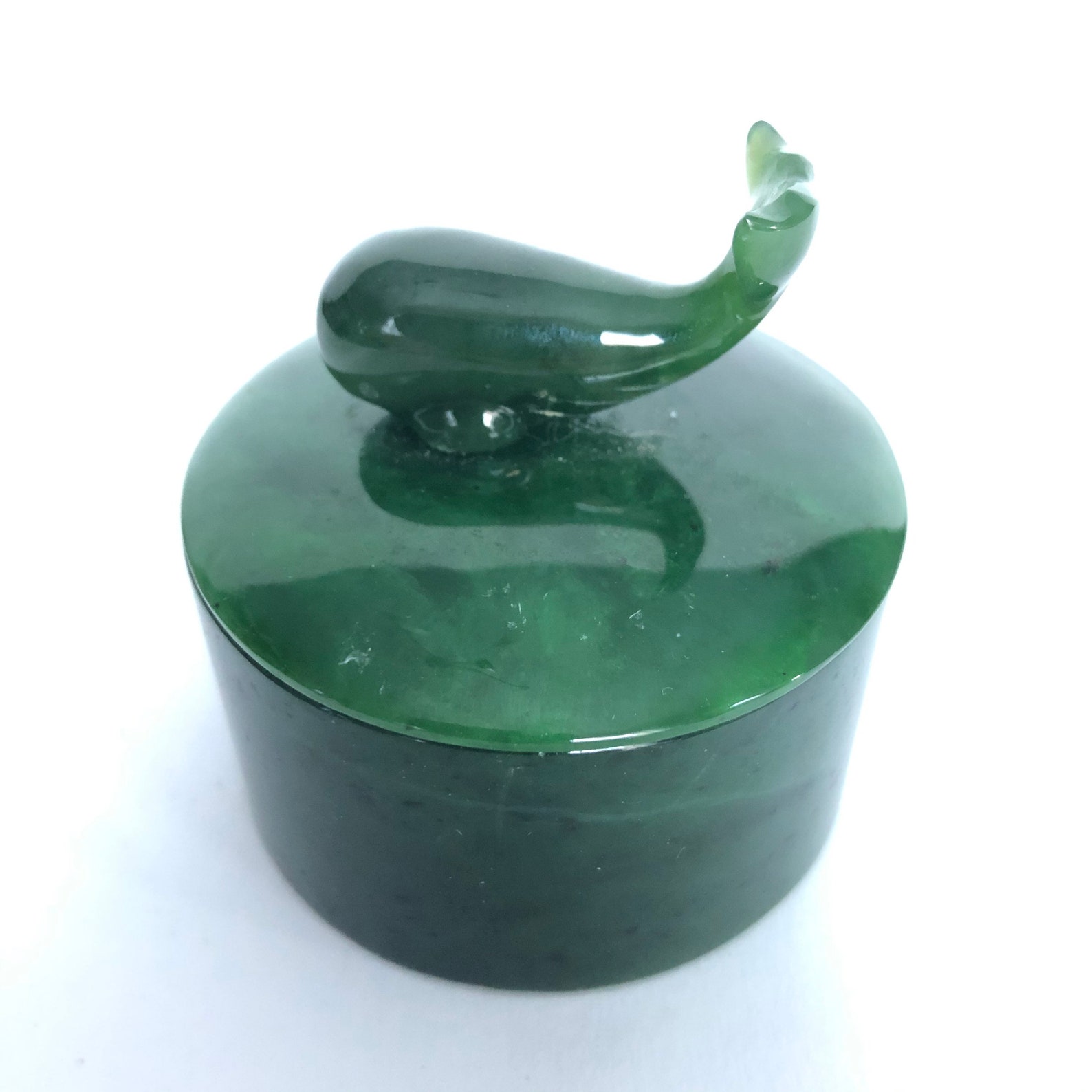 RARE Beautiful Little Round Jade Box With Whale Handle Lid - Etsy