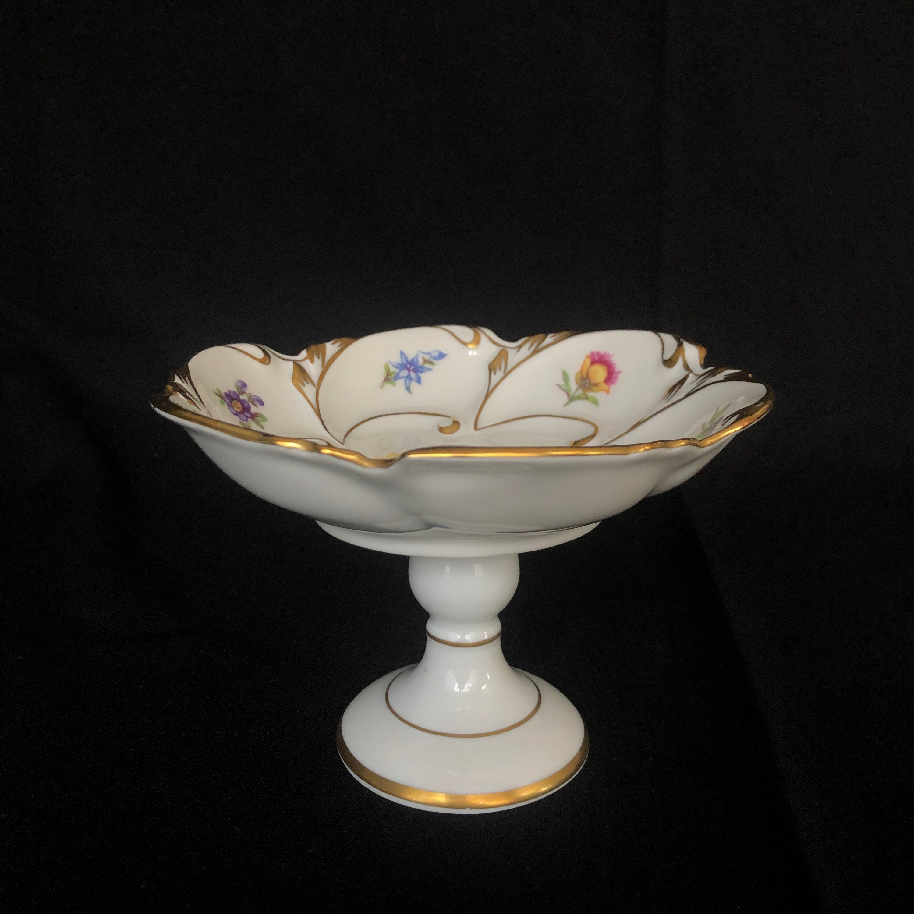 Vintage East German PM Small Pedestal Compote Dish Candy Dish Rose ...