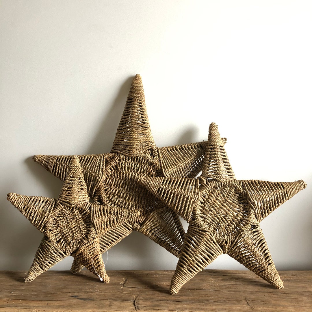 Vintage Woven Wicker Stars - Three Sizes - Etsy