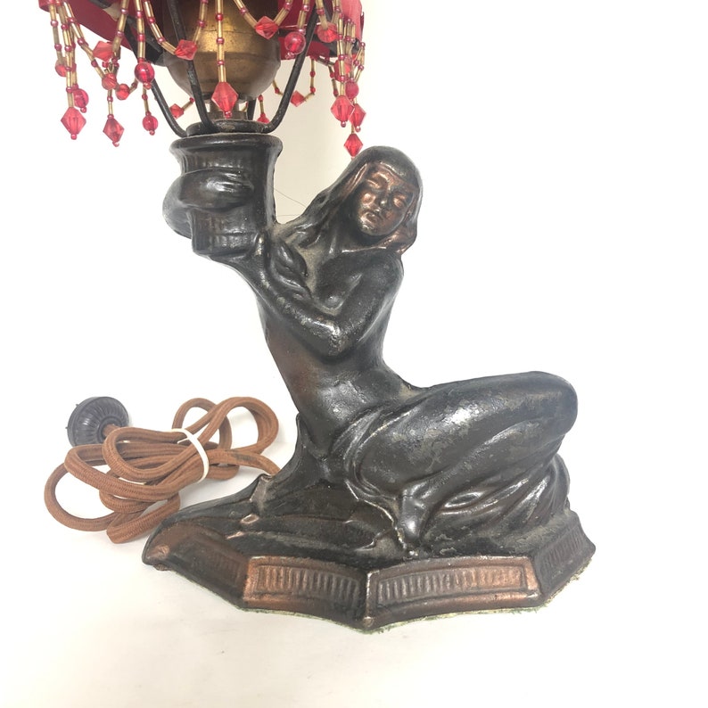RARE Antique Art Deco Table Lamp Nude Flapper Girl Glass - Etsy