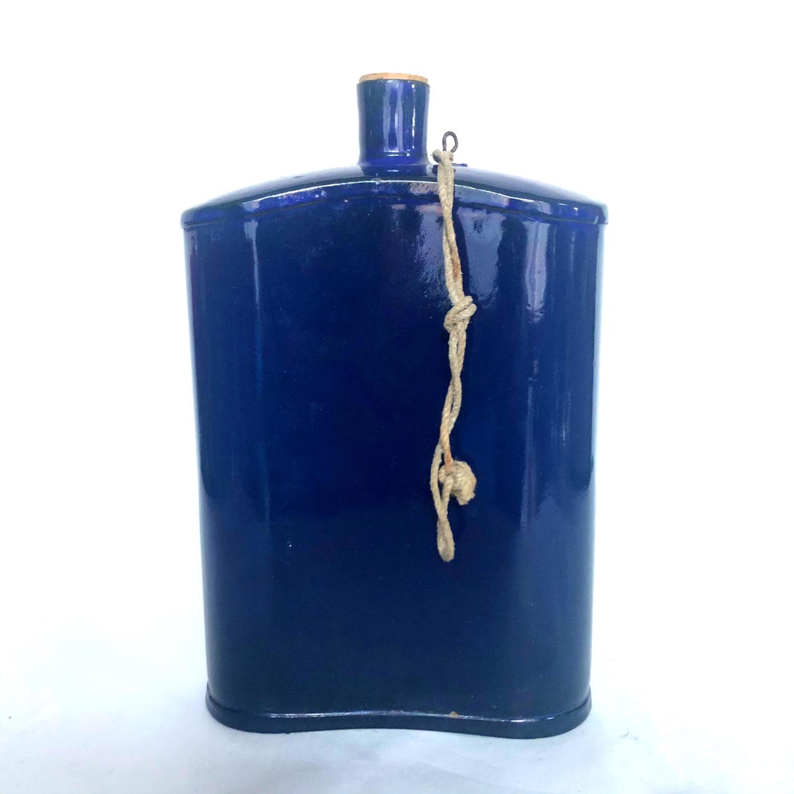 Vintage WWII British Army Cobalt Blue Enamelled Flask Canteen Water ...