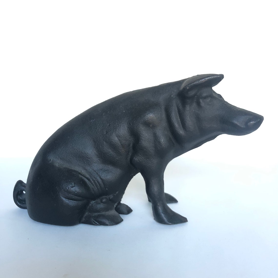 Heavy Black Cast Iron Door Stop Pig Piggy Bank Farmhouse | Etsy