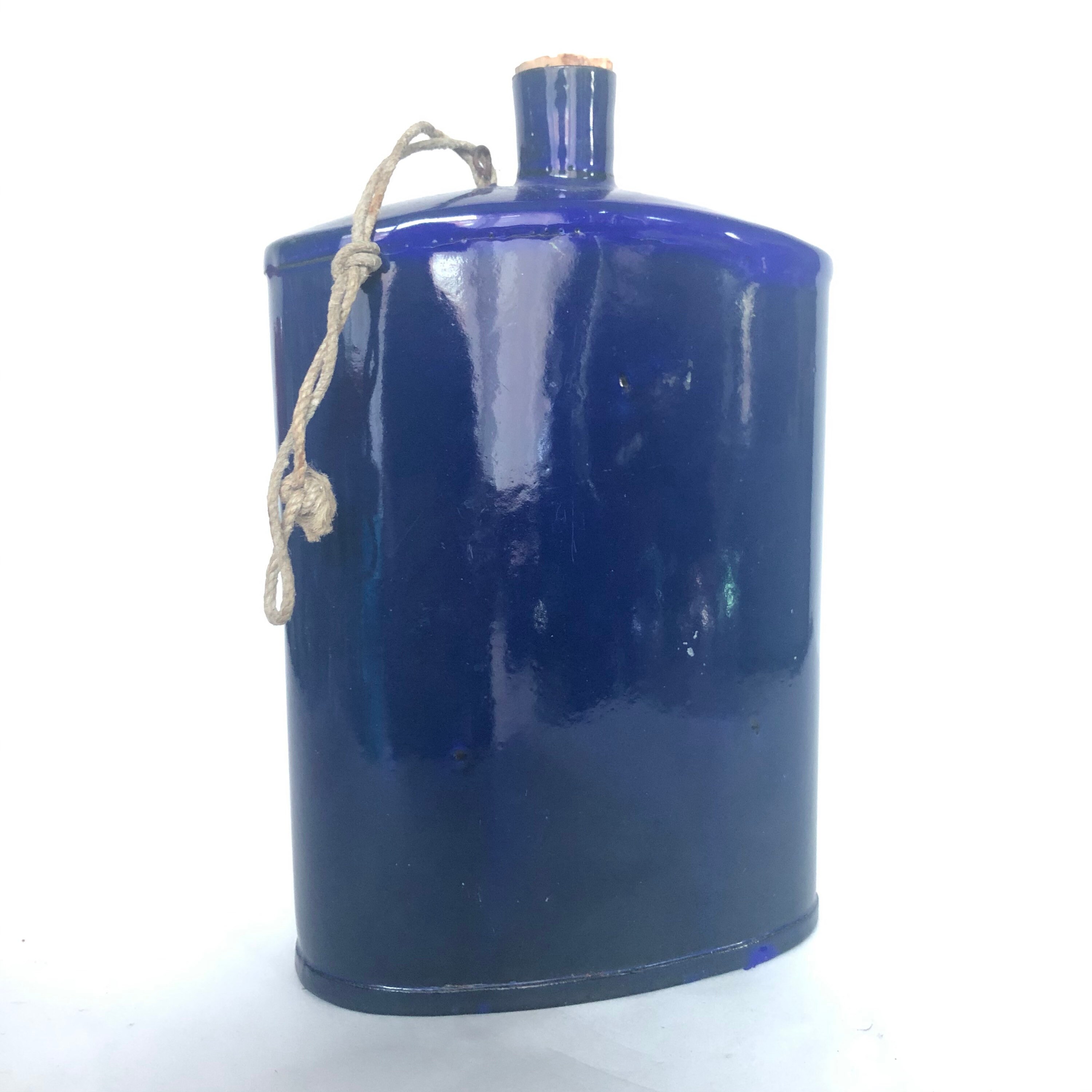 Vintage WWII British Army Cobalt Blue Enamelled Flask Canteen Water ...