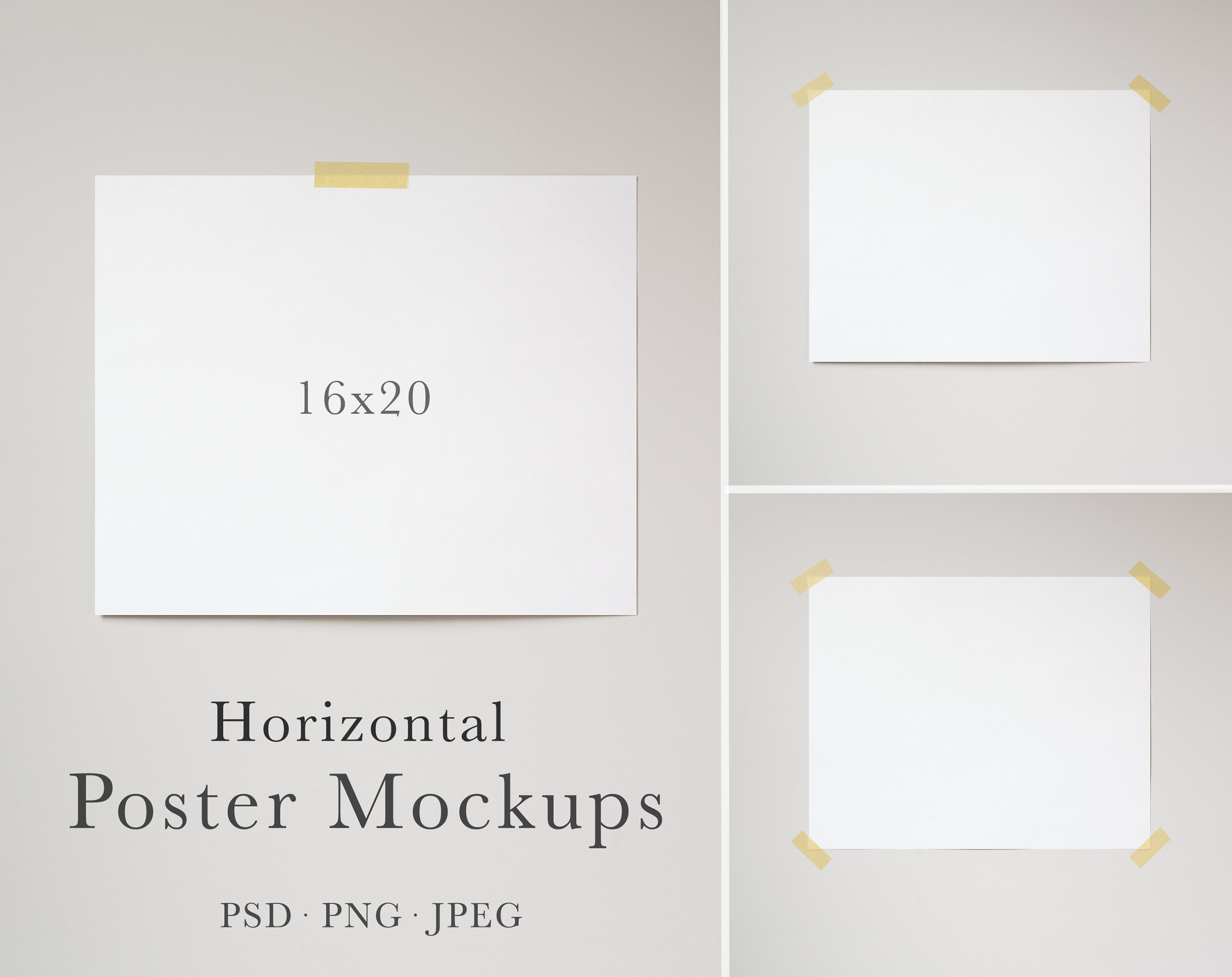 Horizontal Poster Mockup Taped Poster Mockup 16x20 Poster | Etsy