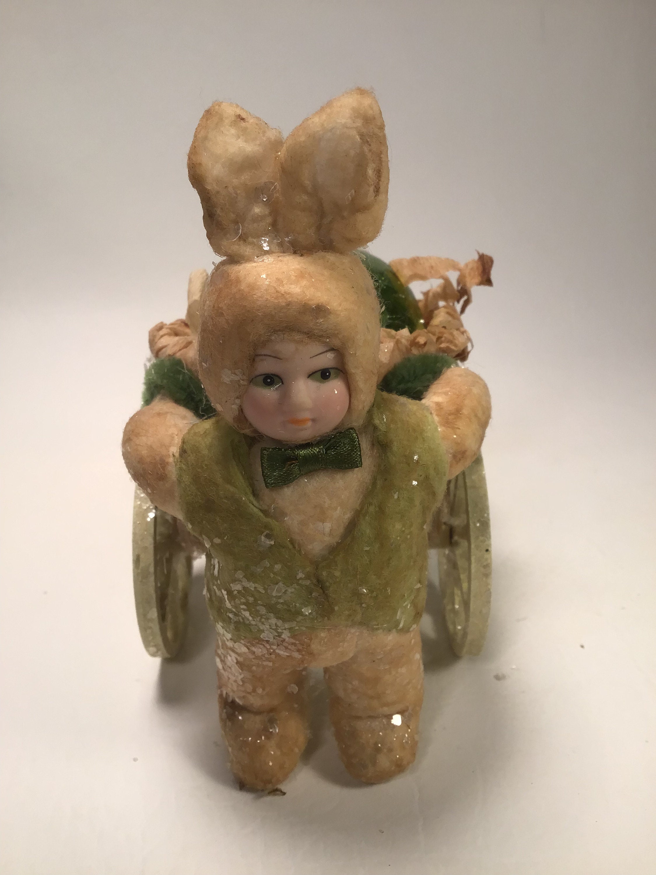 Bethany Lowe Cotton Batting Bunny Cart With Egg - Etsy