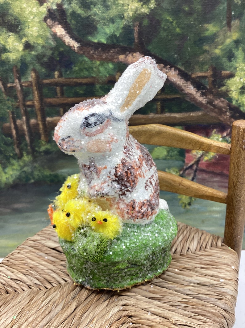 Easter Bunny Baby Chick Rabbit Paper Mache Collectible OOAK Spring ...